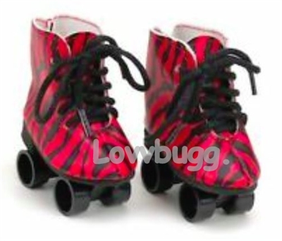 Red Zebra Roller Skates for 18 inch American Girl or Baby Doll Shoes